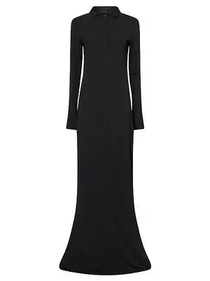 MUGLER Column Quarter-Zip Wool-Jersey Maxi Dress