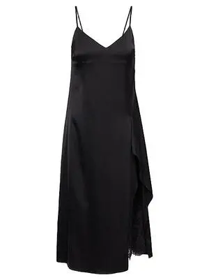 Acne Studios Lace-trim Satin Midi Dress - Black