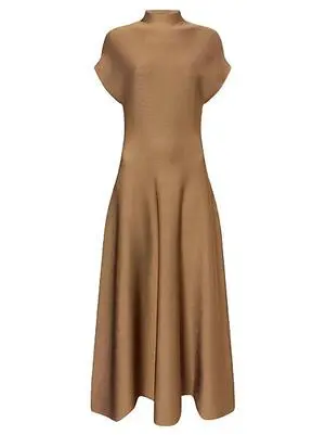 Khaite Lyra Zip-neck Knitted Midi Dress - Carob