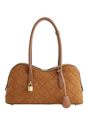 Stella McCartney Ryder Woven Faux-suede Shoulder Bag - Brandy