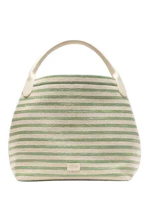 FRANCES VALENTINE Sweet Pea Raffia Top Handle Bag Green/multi