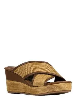 DONALD PLINER Gorgina Platform Wedge Sandal Saddle