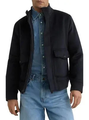 REISS Hadley Wool-blend Jacket - Navy