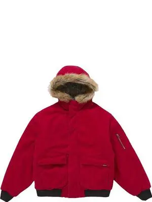 Supreme Reversible Faux Fur Hooded Work Jacket - Red