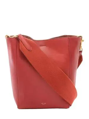 Celine 2000s Small Sangle Leather Shoulder Bag - Red
