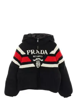 Prada 2000s Wool-cashmere Blend Hooded Puffer Jacket - Black