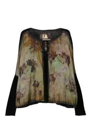 IA LONDON Floral-print Tie-neck Knitwear - Black