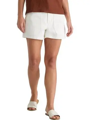 Quince Organic Stretch Cotton Twill Utility Shorts - Ivory