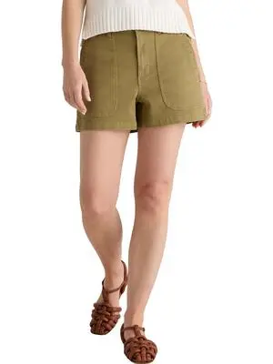 Quince Organic Stretch Cotton Twill Utility Shorts - Olive