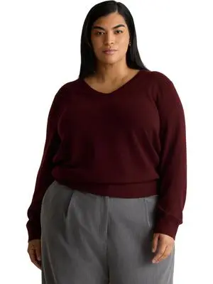 Quince Mongolian Cashmere V-neck Sweater - Rich Burgundy