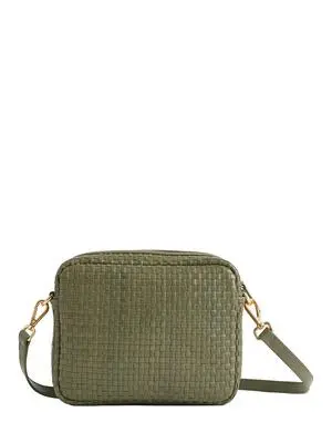 Quince Italian Leather Handwoven Crossbody - Olive