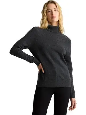 Quince Mongolian Cashmere Turtleneck Sweater - Heather Charcoal