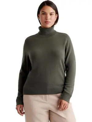 Quince Cashmere Turtleneck Sweater Moss