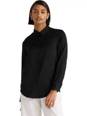 Quince Washable Silk Stretch Blouse - Black