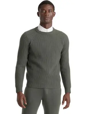Quince Mongolian Cashmere Fisherman Crewneck Sweater - Moss