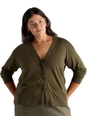 Quince Lightweight Cotton Cashmere Cardigan - Olive