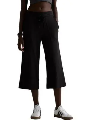Quince Wide Leg Fleece Sweatpants - Black