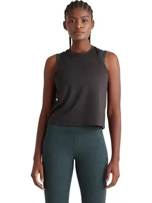 Quince Quince Flowknit Breeze High-Neck Tank Top Black