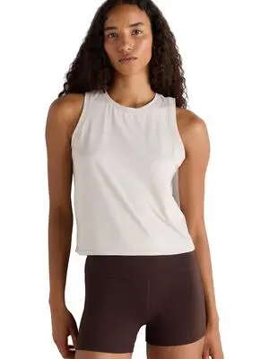 Quince Flowknit Breeze High-neck Tank Top - Solid Chalk