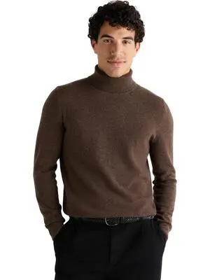 Quince Mongolian Cashmere Turtleneck Sweater Brown