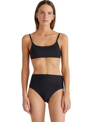 Quince Quince Italian Scoop Neck Bikini Top Black