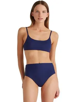 Quince Quince Italian Scoop Neck Bikini Top Deep Navy