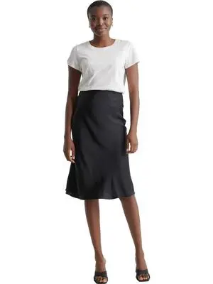 Quince 100% Washable Silk Skirt Black