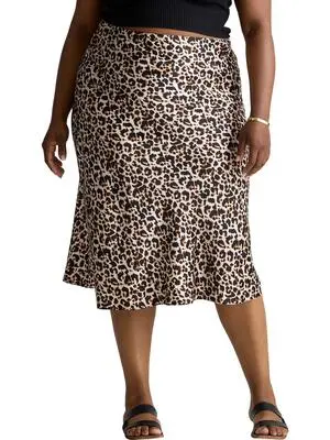 Quince 100% Washable Silk Midi Skirt Leopard