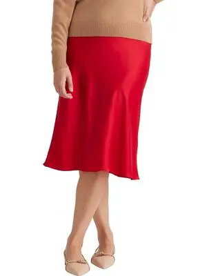 Quince 100% Washable Silk Midi Skirt Salsa