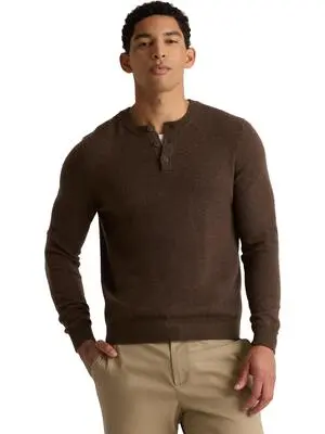 Quince Cashmere Henley Sweater Brown