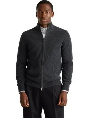 Quince Full Zip Cashmere Sweater - Charcoal