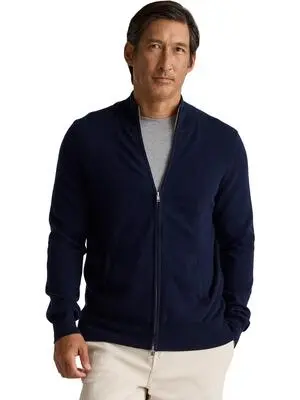 Quince Mongolian Cashmere Full Zip Sweater True Navy