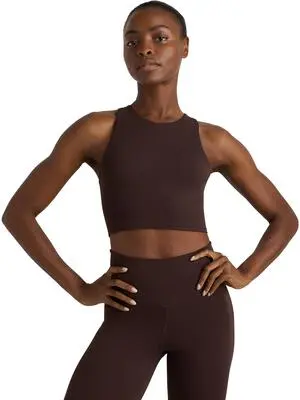 Quince Ultra-form High-neck Cropped Tank Top - Espresso