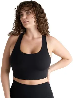 Quince Ultra-form Scoop Neck Longline Bra - Black