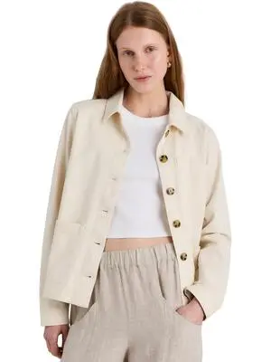 Quince Organic Comfort Stretch Chore Jacket - Vanilla