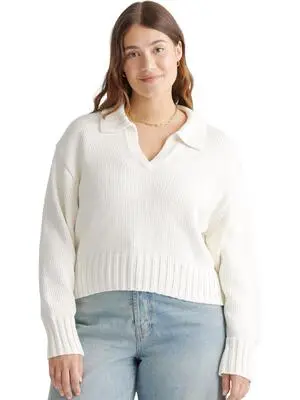 Quince Organic Cropped Cotton Polo Sweater - Ivory