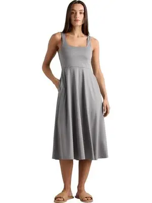 Quince Flowknit Breeze Fit & Flare Midi Dress - Heather Grey