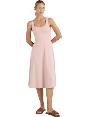 Quince Flowknit Breeze Fit & Flare Midi Dress Heather Shell Pink