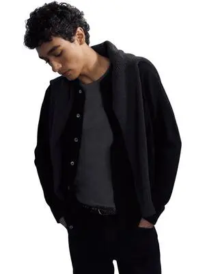 Quince Mongolian Cashmere Button-Down Sweater Black