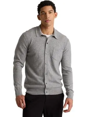 Quince Mongolian Cashmere Button Down Sweater - Heather Grey