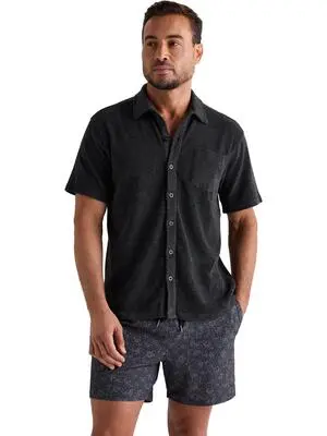 Quince Men's Terry Towel Button Down Polo Charcoal