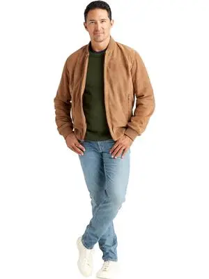 Quince 100% Suede Bomber Jacket Cognac