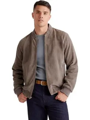 Quince 100% Suede Bomber Jacket Light Grey