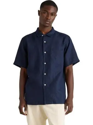 Quince 100% European Linen Camp Shirt - Deep Navy