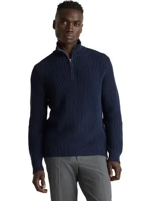 Quince Fisherman Quarter-zip Sweater - Navy