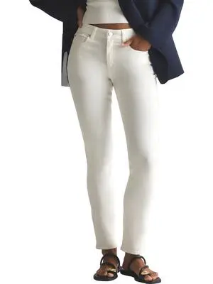 Quince Luna Stretch Slim Straight Jeans - Cloud White