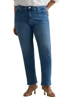 Quince Luna Stretch Slim Straight Jeans - Seaside Blue