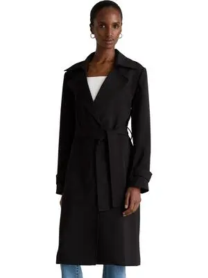 Quince Stretch Crepe Trench Coat Black