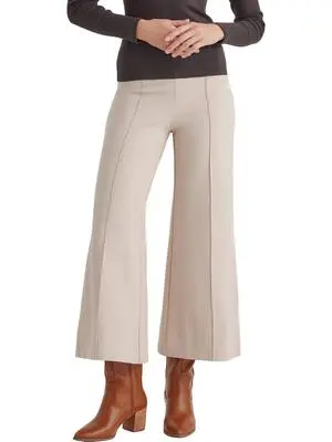 Quince Ultra-stretch Ponte Wide Leg Ankle Pants - Ecru