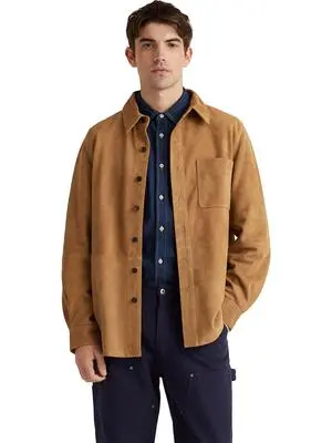 Quince Men's 100% Suede Overshirt Cognac